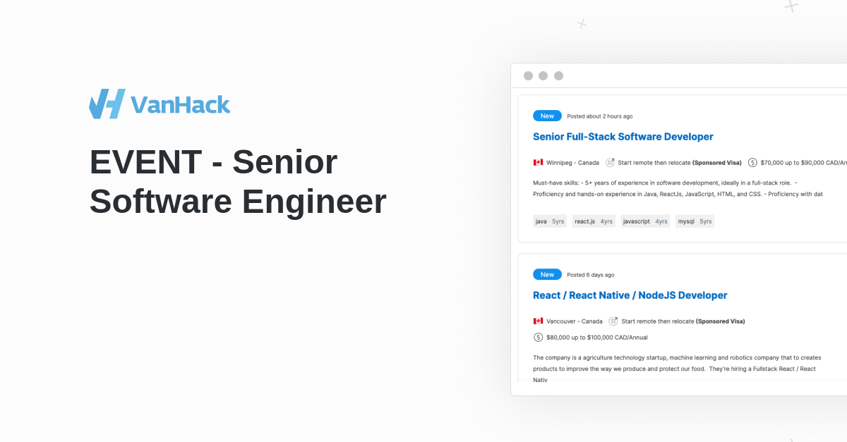 EVENT - Senior Software Engineer - VanHack